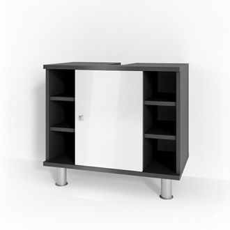 Vicco Waschbeckenunterschrank Anthrazit Fynn 60x54x32 cm - Unterschrank f&uuml;r das Badezimmer, Praktische Ablage f&uuml;r Handt&uuml;cher, Putzmittel & Pflegeprodukte