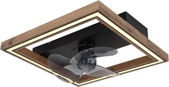 Globo Lighting Deckenventilator Deckenlampe L&uuml;fter LED dimmbar mit Fernbedienung, 6 Geschwindigkeitsstufen, Sommer-/Wintermodus, 24W 1000lm warmwei&szlig;-kaltwei&szlig;, LxH 44