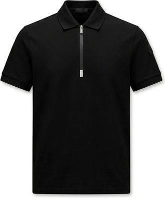 Moncler Homme, Tops, Noir, Taille: XL Polo &agrave; demi-zip