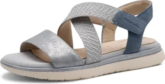 Tamaris Comfort Damen Sandalen flach aus Leder mit Klettverschluss, Mehrfarbig (Lt Blue Comb), 37 EU