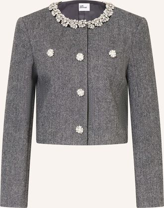 Self Portrait Self-Portrait Kastenjacke Mit Schmucksteinen grau