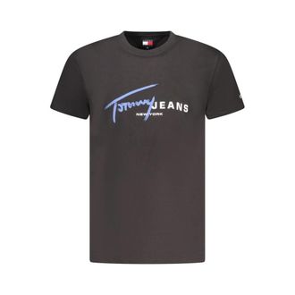Tommy Hilfiger Schwarzes Baumwoll Herren T-Shirt - - Tops - Herren - Schwarzk - S