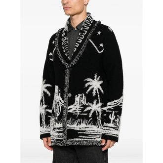 Alanui Intarsia Knit Cashmere Cardigan - Black