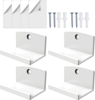 Generico Acryl-Scheibenregal, Wandmontage, 4-teilig, modernes Aufbewahrungsregal, Halterung f&uuml;r Alben, Comics, Bilder, Kinderb&uuml;cher, Sammler