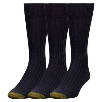 Gold Toe GOLDTOE Herren Windsor Wool Crew Socken 3er Pack, Schwarz, Large
