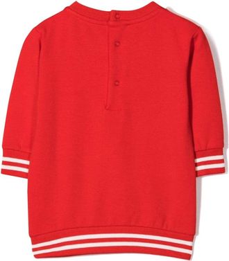 Moschino Teddy-Embellished Cotton Dress - Red