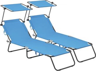 Habitat et Jardin Habitat Et Jardin - Klappbare Sonnenliegen 2er-Set Lazy - Mit Sonnenschutz - Blau