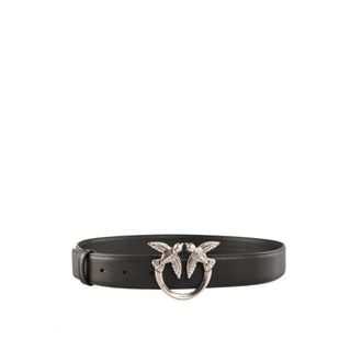 Pinko Love Birds Diamond Cut Leder G&uuml;rtel - - Accessories - Damen - Schwarzk - XS