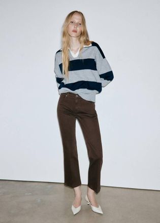 Mango Jean Sienna flare crop chocolat - Femme - 32 - MANGO