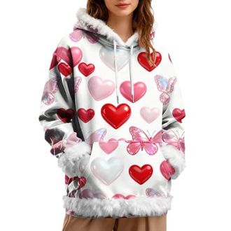 Generic Sweat &agrave; capuche pour femme - Coupe droite - Imprim&eacute; en forme de coeur - D&eacute;contract&eacute; - En polaire - Chaud et d&eacute;contract&eacute;, Lot de 2., 3XL