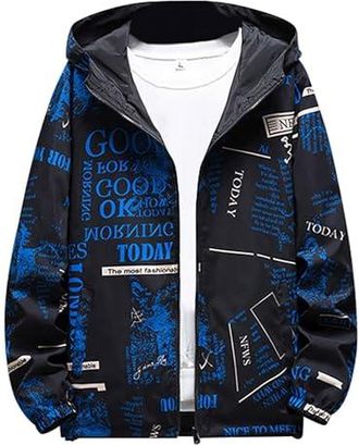 Generico Veste imperméable réversible avec imprimé camouflage, légère pour homme, respirante, imperméable et coupe-vent pour activités de plein air, bleu, XXXX