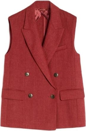 Max Mara Femme, Vestes, Rouge, Taille: 38 FR giacche e blazer Lino