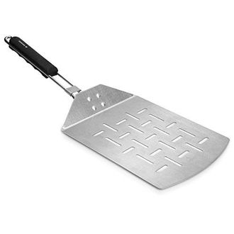 Navaris Pelle &agrave; Pizza pour Four Feu de Bois Barbecue - Pelle Rectangle en Acier Inoxydable - Manche Long Pliable - Spatule Pizza Tarte Pain G&acirc;teau