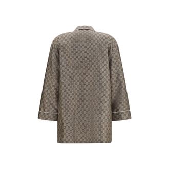 Gucci Womens Beige Silk Dress Shirt
