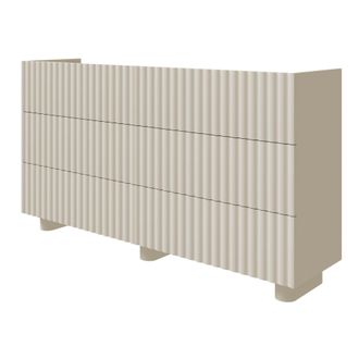 Selsey Kommode Fiorra 84 x 147 x 38,8 cm - Elegante Wei&szlig;e Kommode Mit Schubladen - Abgerundete Rillenfronten - Hochwertige MDF- und Laminatplatten - Cashmere