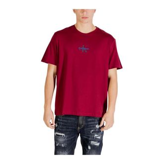 Calvin Klein Jeans Homme, Tops, Rouge, Taille: 2XL T-shirt en coton &agrave; manches courtes et col rond