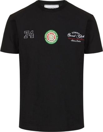 Iceberg Homme, Tops, Noir, Taille: XL T-shirt en jersey de coton coupe slim