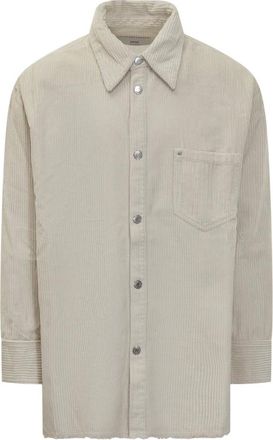 Ami Homme, Chemises, Blanc, Taille: S Chemise Oversize en Coton C&ocirc;tel&eacute; avec Fentes Lat&eacute;rales