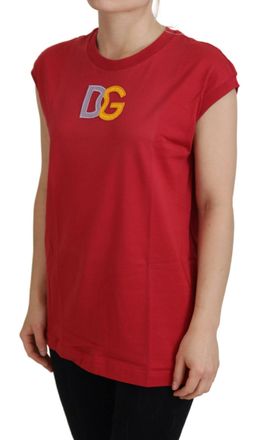 Dolce & Gabbana Womens Red Cotton Dg Logo Tank Top T-Shirt