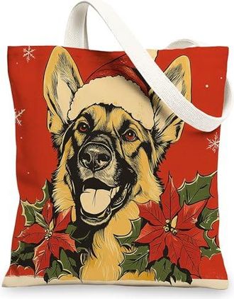 Generic Sac fourre-tout r&eacute;utilisable en toile pour le shopping Motif chien berger allemand 33 x 38,1 cm