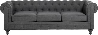 Beliani Klassisches Sofa im englischen Stil Polsterbezug grau Chesterfield
