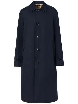 Burberry manteau boutonn&eacute; &agrave; capuche - Bleu