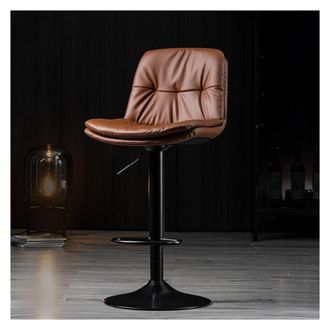 Generic Verstellbarer Drehhocker mit Ledersitz und -lehne, Tresenstuhl f&uuml;r K&uuml;cheninsel, Fr&uuml;hst&uuml;cksbar-Set (1 St&uuml;ck)