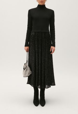 Claudie Pierlot Robe Teli bimatière sequins noire
