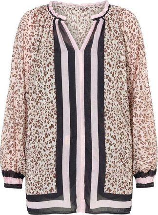 Miamoda Longbluse Bluse Loose Fit Streifen/Leo Schlupfform