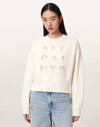 AllSaints Stacks Separo - Sweatshirt in optischem Wei&szlig;