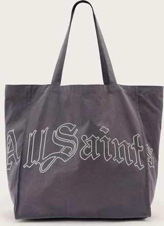 AllSaints Decent Logo gro&szlig;e Canvas-Tasche in verwaschenem Schwarz
