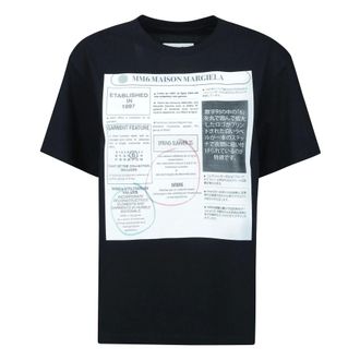 Maison Margiela Femme, Tops, Noir, Taille: 38 FR T-shirt Col Rond Couleur Unie