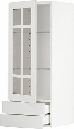 IKEA METOD / MAXIMERA Wandschr. mit Vitrinentür/2 Schubl