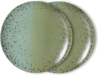 HKliving Assiettes &agrave; d&icirc;ner en c&eacute;ramique Fleck - Set de 2 HKliving