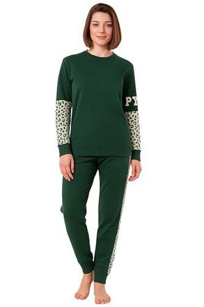 Pyrex Pyjama dhiver pour femme en coton chaud Interlock &agrave; manches longues pyjama femme chaud coton S-XL, Mod&egrave;le 4., S