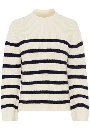 Camel Active Damen Damen Pullover - Langarm | Strickpulli | Baumwolle | Regular Fit Wei&szlig;-Blau, Womenswear-XXL