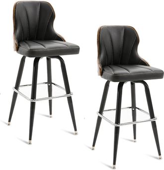 Generic Barhocker in Tresenh&ouml;he, Barstuhl mit R&uuml;ckenlehne und PU-Lederbezug, 360&deg; drehbar, f&uuml;r Caf&eacute;s, Pubs und K&uuml;chentheken