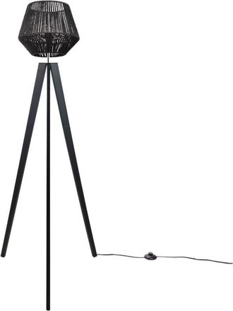 Paco Home Paco Home - Stehlampe Modern Wohnzimmer Schlafzimmer Rattan Optik Boho Korb Stehleuchte E27 Schwarz (Ø33 cm), Stehleuchte Schwarz