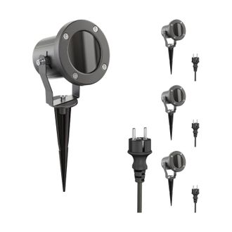 LEDs Com 4 St&uuml;ck LED Gartenstrahler MIBU anthrazit mit Erdspie&szlig; f&uuml;r au&szlig;en, Edelstahl, ohne Leuchtmittel