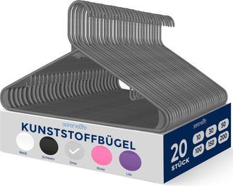 SereneLife Kleiderbügel Kunststoff, 20er Set, Bügel rutschfest & Platzsparend, Clothes Hangers mit Einkerbungen im Schulterbereich für Anzüge, Garderobenbügel fü