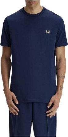Fred Perry Ringer T-Shirt mit Sportband - - Tops - Herren - Blau - XL