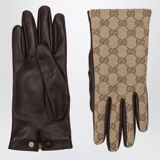 Gucci Beige Handschuhe aus GG-Gewebe