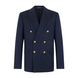 Brooks Brothers Zweireihiger Blazer aus reiner Schurwolle mit goldenen Kn&ouml;pfen - - Jackets - Herren - Blau - 2XL