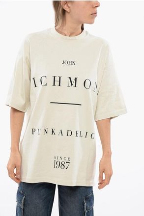 John Richmond PELAC Oversize T-Shirt mit Kontrastprint in Beige