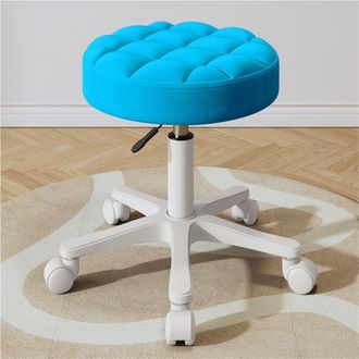 Generic Höhenverstellbarer Rollhocker Mit Rollen & 360° Drehfunktion - Weicher Kunstleder Sitz, Armlos Und Rückenfrei, Ideal Für Büro, Homeoffice, Salon, Spa,