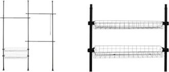 WENKO Teleskop-System Herkules Duo, verstellbares Ordnungssystem, 3 Kleiderstangen & Korb Herkules, 2er Set Aufbewahrungskörbe in Draht-Optik aus stabilem S
