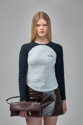 Courr&egrave;ges Circle Contrast Long-Sleeved T-Shirt