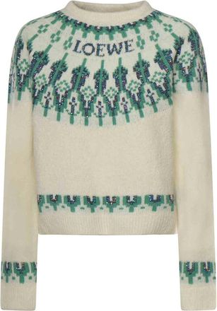 Loewe Rundhalspullover - Wei&szlig;