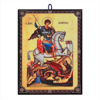 NKlaus Ikone Hl. Georg icon 9,7x13,5x1,2cm Christliche Ikone orthodox aus Griechenland 1005