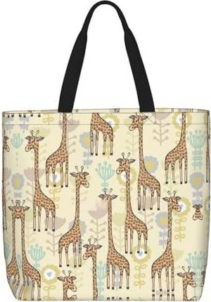 Generic Girafes Dessin&eacute;es &Agrave; La Main Sac Courses D&eacute;contract&eacute; Tote Bag Pliable Sac A Main Femme Pour Voyage Travail Shopping